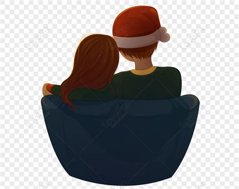한 쌍의 부부 소파에 앉아 텔레비전을 본다 Png 일러스트 무료 다운로드 Lovepik