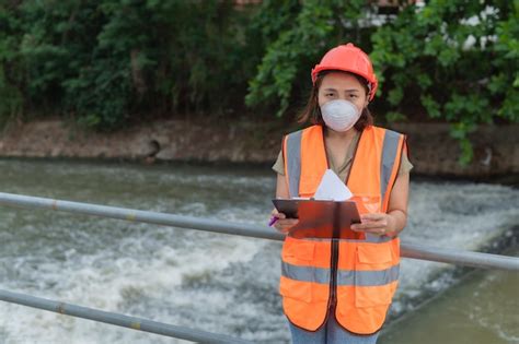 Premium Photo Asian Female Engineering Working Xa At Sewage Treatment