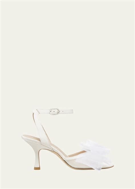 Stuart Weitzman Blushing Bow Mesh Ankle Strap Sandals Bergdorf Goodman