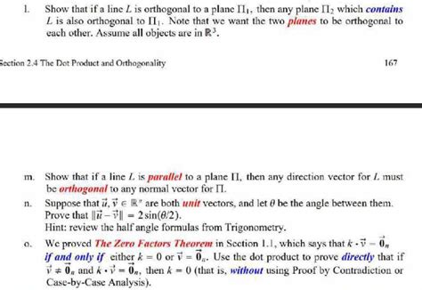 Solved 1 Show That If A Line L Is Orthogonal To A Plane II Chegg Com
