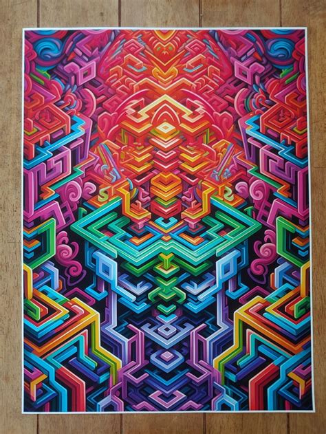 Trippy Geometric Patterns Colorful Rainbow Poster 18x24in Etsy In