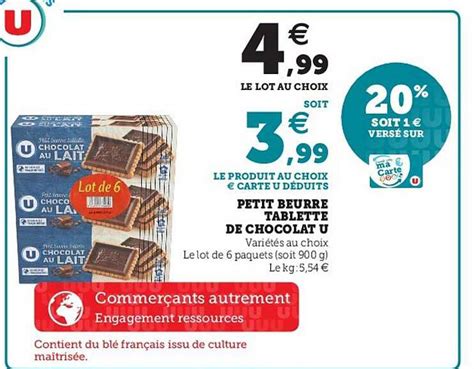 Promo Petit Beurre Tablette De Chocolat U Chez Super U ICatalogue Fr