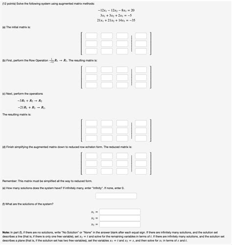 Solved 12 Points Solve The Following System Using Chegg Com