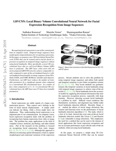 Pdf Lbvcnn Local Binary Volume Convolutional Neural Network For Facial Expression Recognition