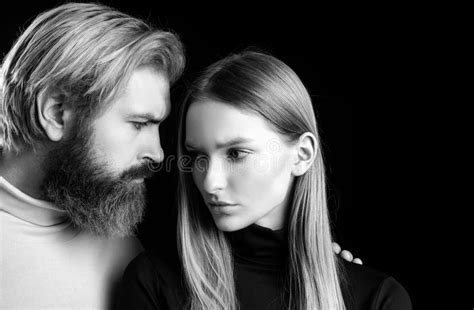 Loving Man And Woman Getting Closer To Each Other Sensual Couple