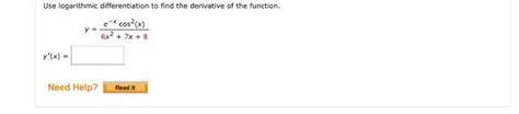 Solved Differentiate The Function Y Log Sec X Need Chegg