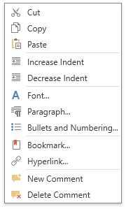 Context Menus In The Rich Text Editor WPF Controls DevExpress Documentation