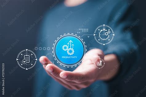 Process To Increase Productivity Concept Businessman Holding Virtual