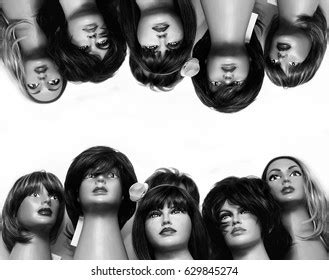 Group Female Mannequin Heads Wigs Black Stock Photo Shutterstock