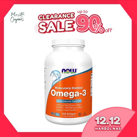 Jual Now Omega 3 1000mg 500 Softgels Fish Oil Minyak Ikan Otak