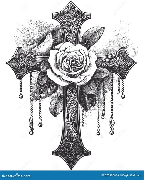 Cool Drawing Of Crosses With Roses
