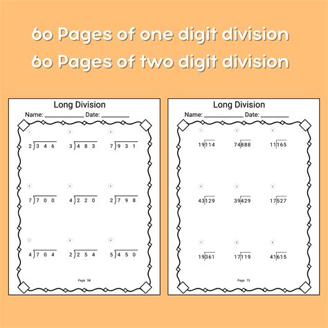 Long Division Math Worksheet Printable 5th Grade Division Math