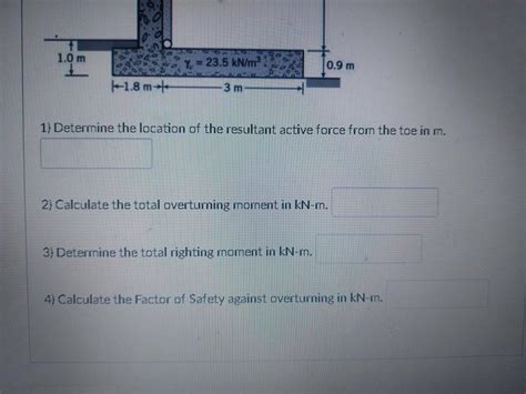 Solved Given The Cantilever Gravity Retaining Wall Chegg