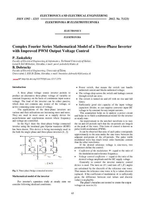 Pdf Complex Fourier Series Mathematical Model Of A Three Phase