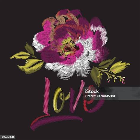 검은색 바탕에 화려한 자 수입니다 옷의 디자인에 대 한 장미의 아름 다운 꽃다발 0명에 대한 스톡 벡터 아트 및 기타 이미지 0명 가격표 개화기 Istock