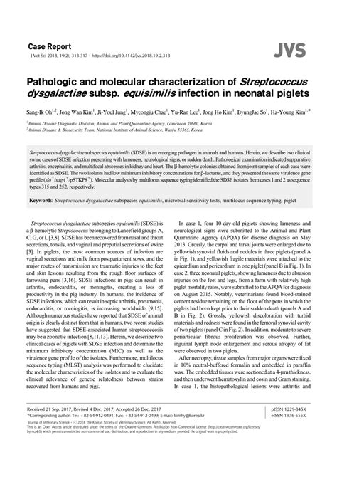 Pdf Pathologic And Molecular Characterization Of Streptococcus Dysgalactiae Subspecies