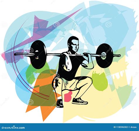 Weightlift Workout At The Gym With Barbell Stock Vector Illustration