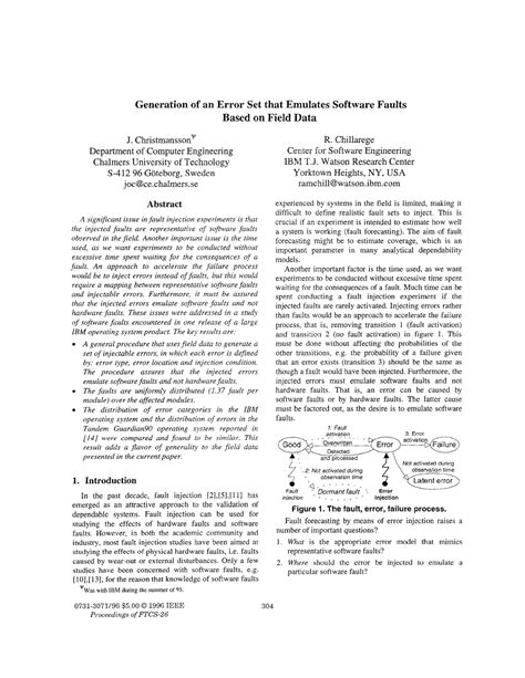 Generation Of An Error Set That Emulates Software Faults Based On Field