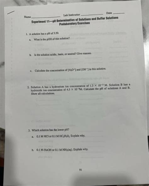 solved name lab instructor experiment 11−ph determination of