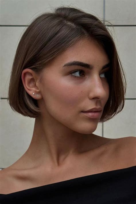 Classic Chin Length Bob Haircut With A Side Part
