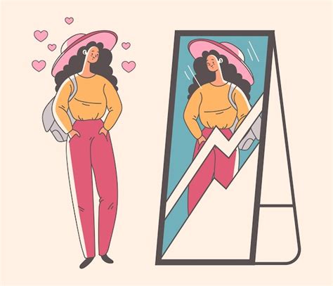 Premium Vector Narcissist People Look At Mirror And Happy Graphic