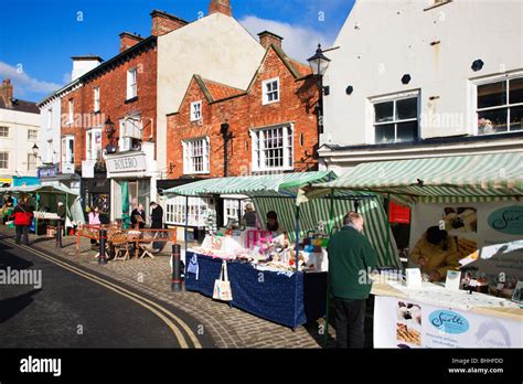 Monthly Farmers Market Knaresborough North Yorkshire England Stock