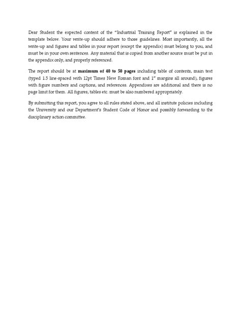 Industrial Training Reports Format Pdf