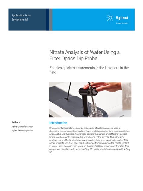 5990 7932en Nitrate Analysis Of Water Using Fiber Oprics Dip Probe Pdf Ultraviolet Visible