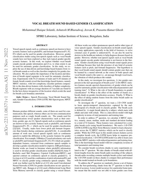 Pdf Vocal Breath Sound Based Gender Classification