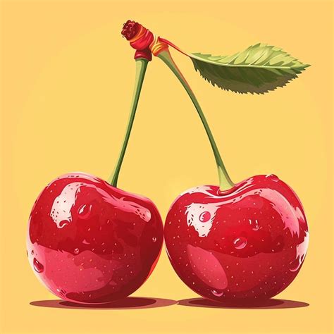 Cherry Icon On Flat Color Background Premium Ai Generated Image