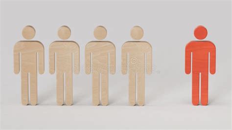 Smiley Face On Wooden Mixture Figure Separate From Sadness Face On