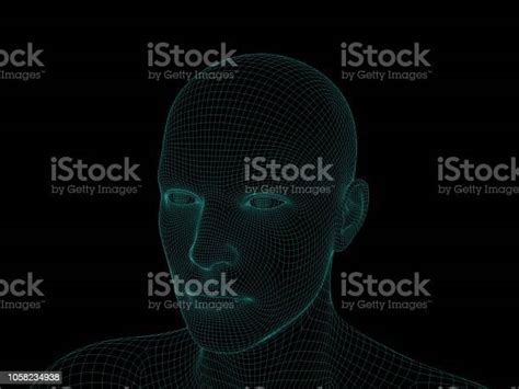 와이어 프레임 인간의 머리입니다 검은 배경에 고립 3d 렌더링 그림 0명에 대한 스톡 사진 및 기타 이미지 0명 3차원 형태 디지털 생성 이미지 Istock