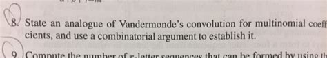 Solved State An Analogue Of Vandermondes Convolution For