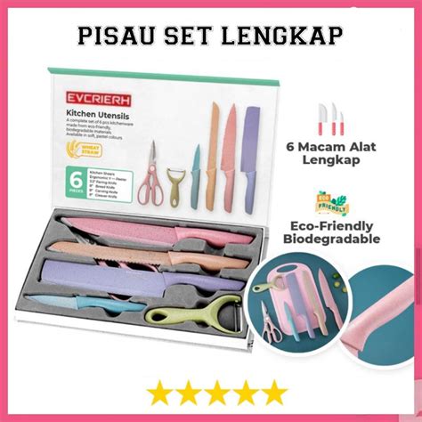 Jual PISAU SET LENGKAP IN STAINLESS STEEL WARNA WARNI PISAU SET DAPUR KERAMIK PISAU