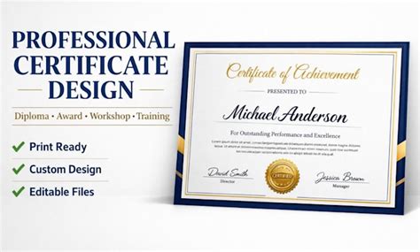 Design Professional Diploma Award Custom Certificates For Courses And