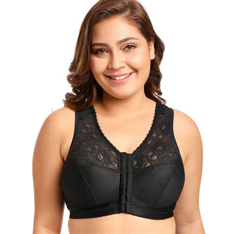 Plus Size Front Closure Full Cup Wireless Racerback Non Padded Lace Br