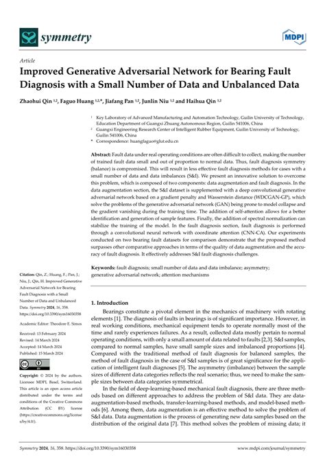 Pdf Improved Generative Adversarial Network For Bearing Fault