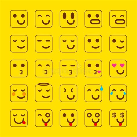 Sistema Del Amarillo Del Vector De Iconos De La Sonrisa Emoji Los
