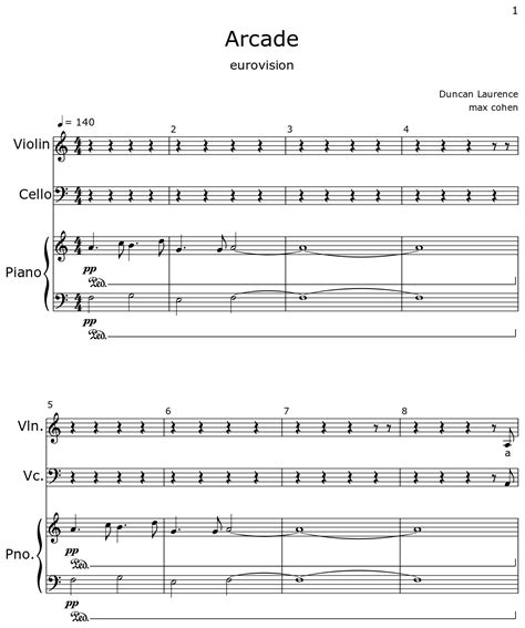 Arcade Sheet Music For Violin Cello Piano