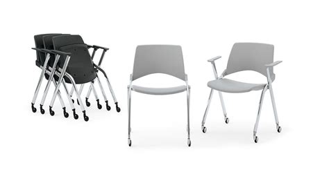Multiuse Stackable Chairs With Castors And Writing Tablet Leyform