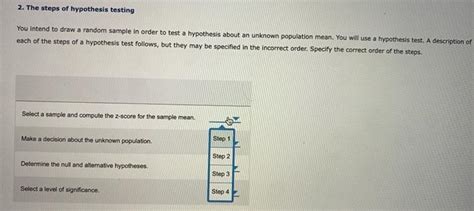 solved 2 the steps of hypothesis testing you intend to draw