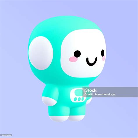 재미있는 작은 가와이 캐릭터 만화 우주 비행사 3d 렌더링 그림 에 푸른 배경 고양이 새끼에 대한 스톡 사진 및 기타 이미지