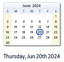June 20 2024 Calendar Becki Carolan