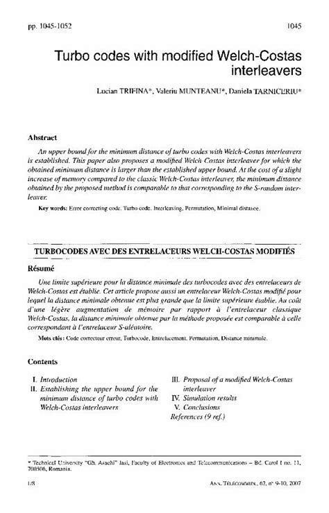 pdf turbo codes with modified welch costas interleavers dokumen tips