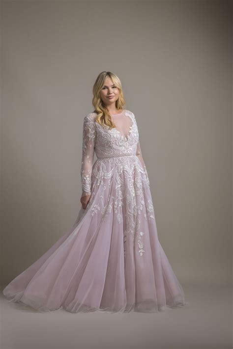 Hayley Hayley Paige Bridal Gown Amethyst Long Sleeve Rococo Bridal Gown Beaded Trendy