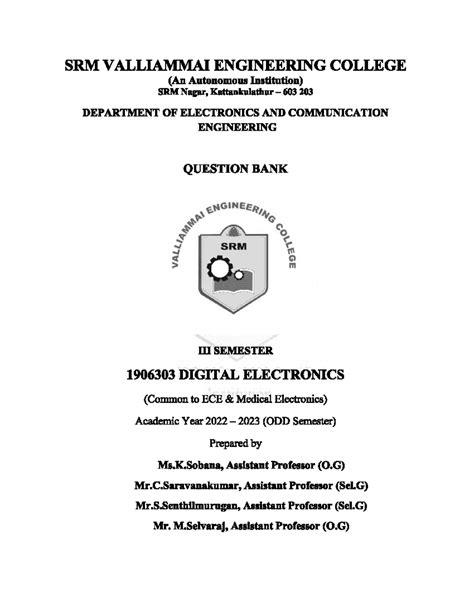 Srm Model Qb Useful For Exam Pre Srm Valliammai Engineering College An Autonomous