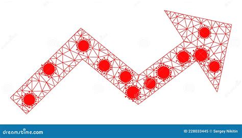 Growing Trend Arrow Wire Frame Mesh Pictogram With Infectious Nodes Stock Vector Illustration
