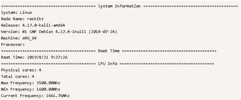 python get system boot time cpu memory disk and network information