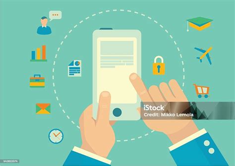 Desain Datar Perangkat Internet Seluler Ilustrasi Stok Unduh Gambar