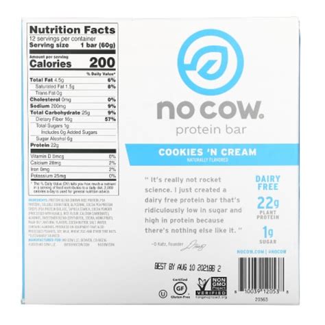 No Cow® Cookies N Cream Protein Bars 12 Ct King Soopers